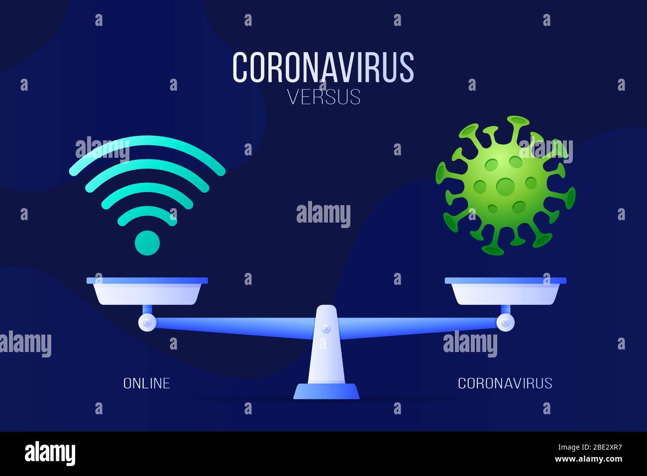 Coronavirus or online vector illustration. Creative concept of scales ...