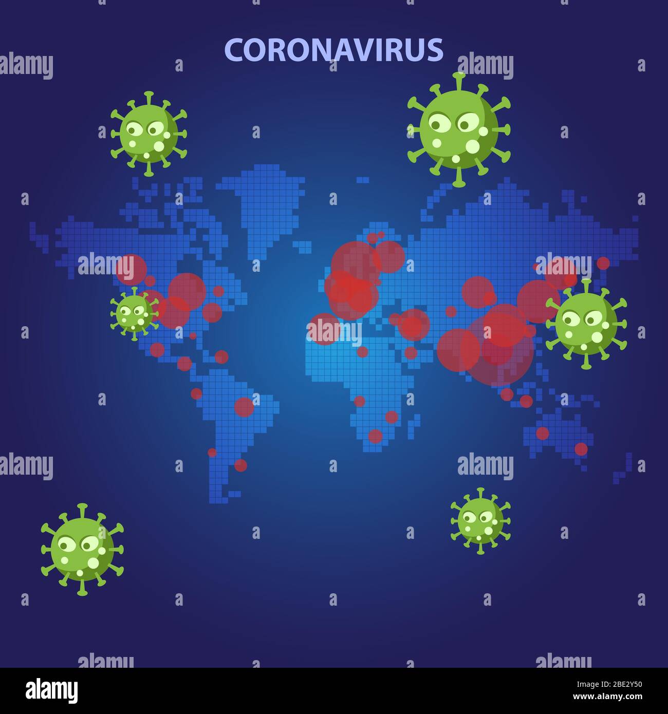 World map coronavirus covid-19 pandemic outbreak abstract vector blue ...