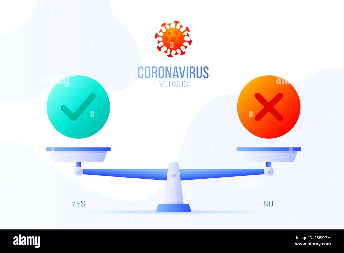 yes or no Coronavirus vector illustration. Creative concept of scales ...