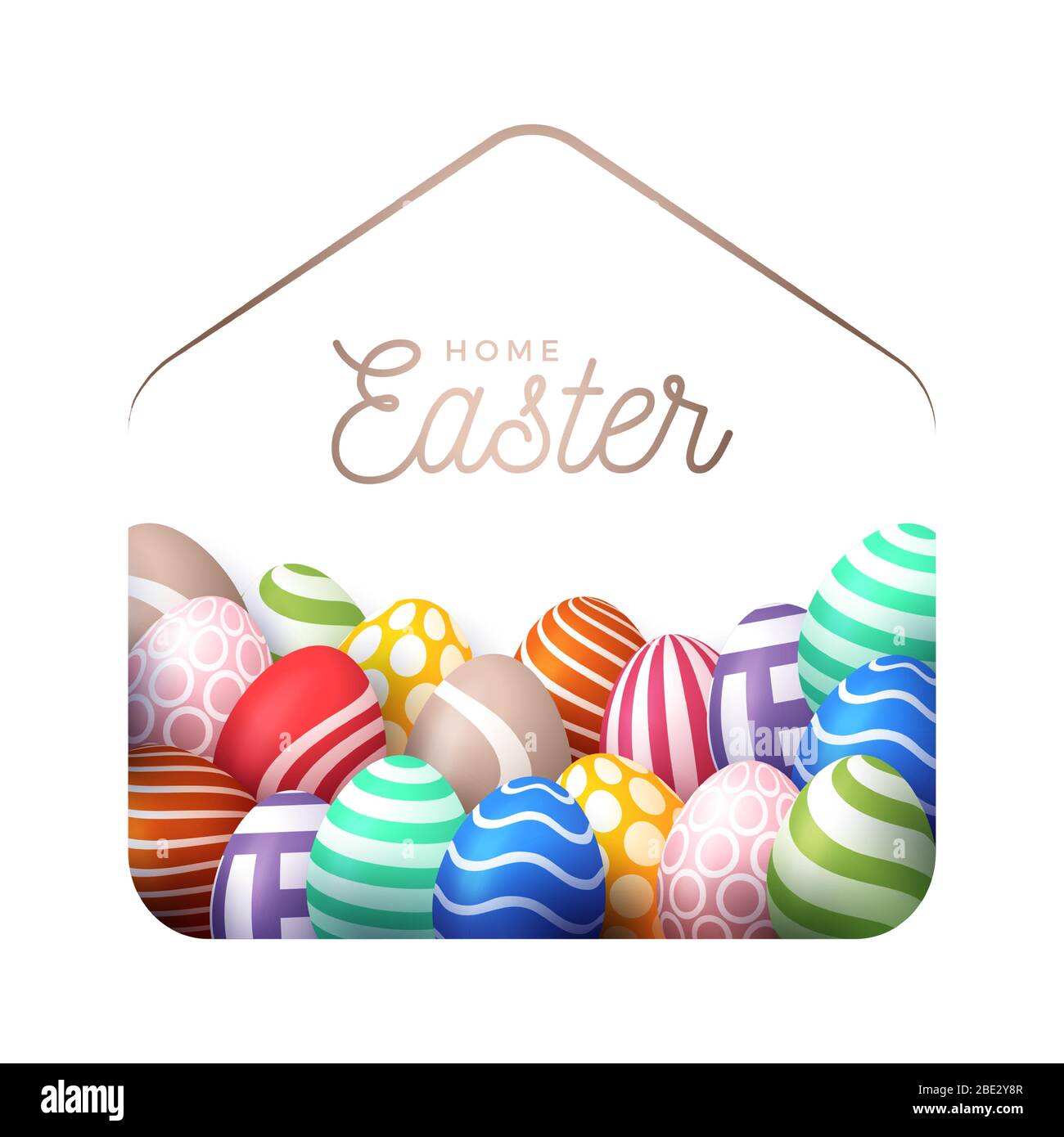 Colorful Happy Home Easter 2020 Card with Funny Vector Minimalist Icon ...