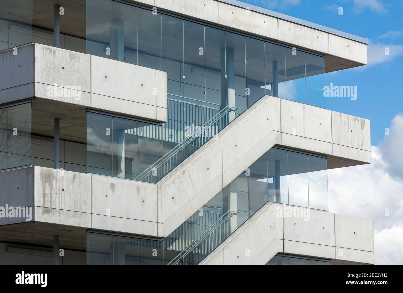 External stairs of a modern building with glass Stock Photo - Alamy