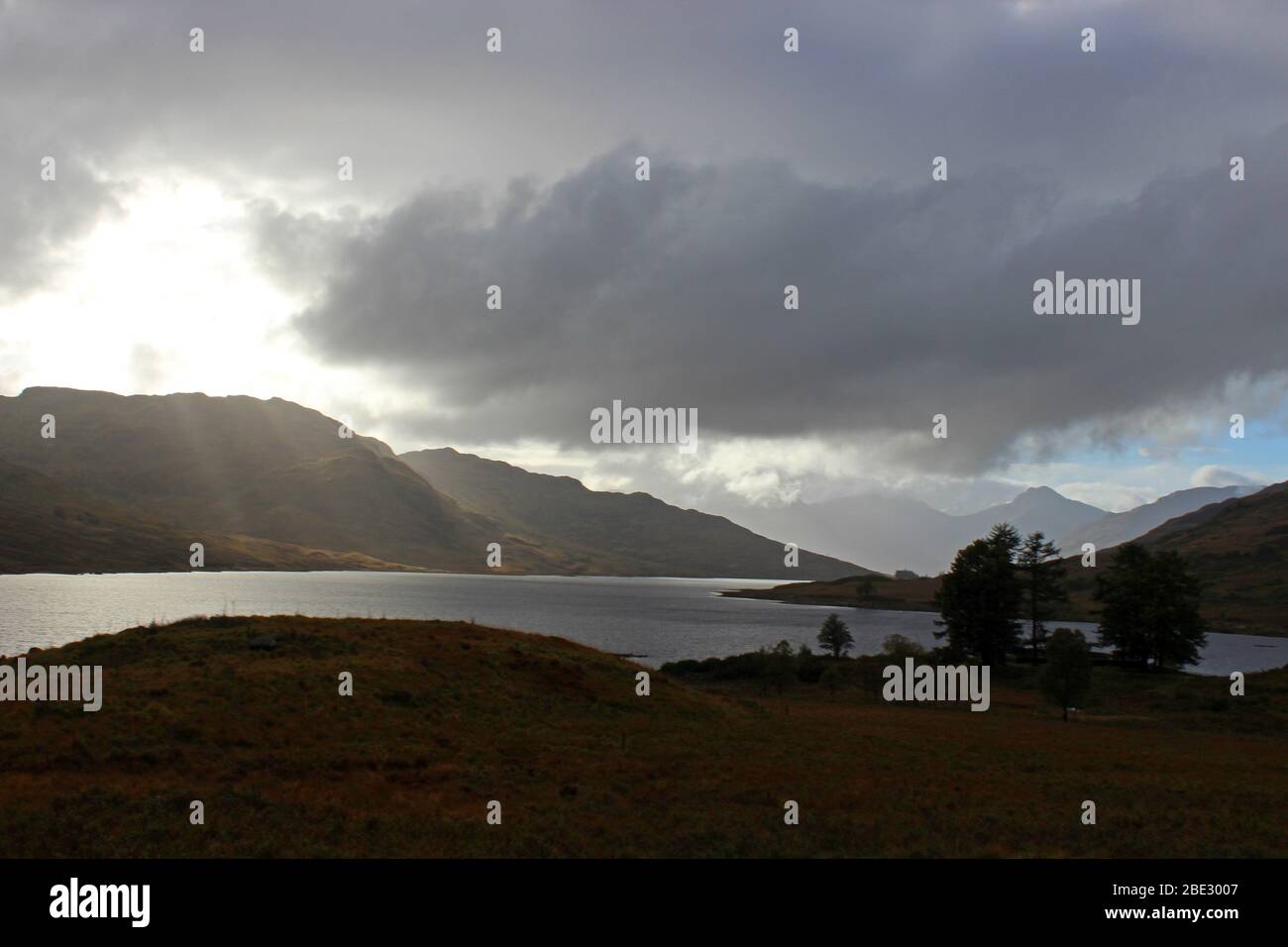 Loch Arklet looking towards Inversnaid community, Trossachs, Scotland ...