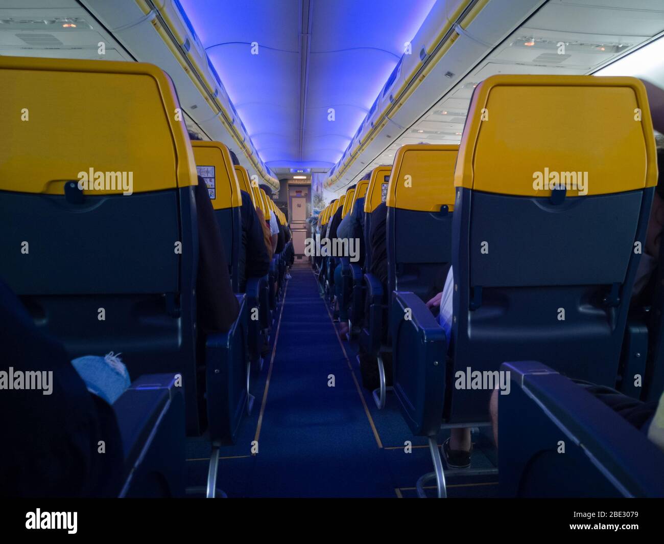 Aircraft Interiors and Cabin full of Passengers during Flight Stock ...
