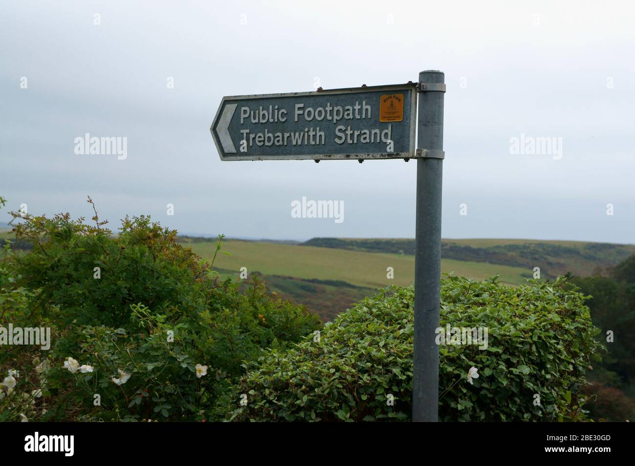 Public Footpath Sign to Trebarwith Strand in Treknow, Tintagel, North ...