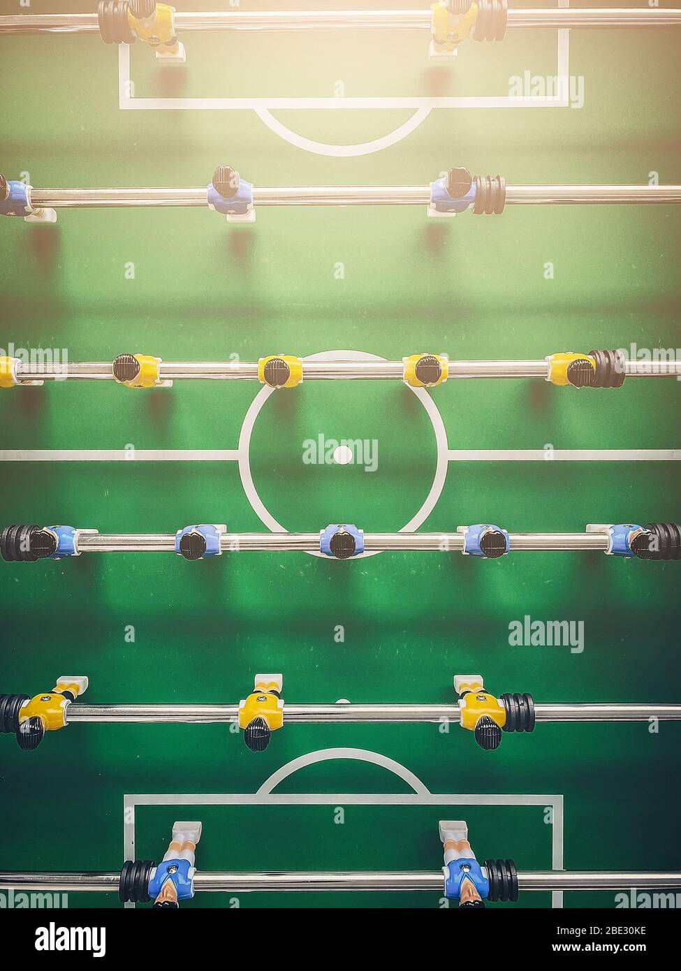 Table soccer game. Close-up. Top view. Toning. Mobile photography ...