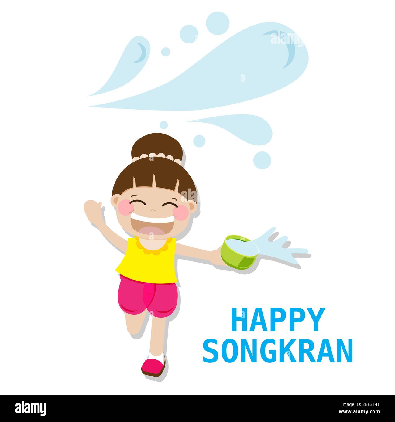 Thai girl happy splash water playing for Songkran festival in Thailand ...