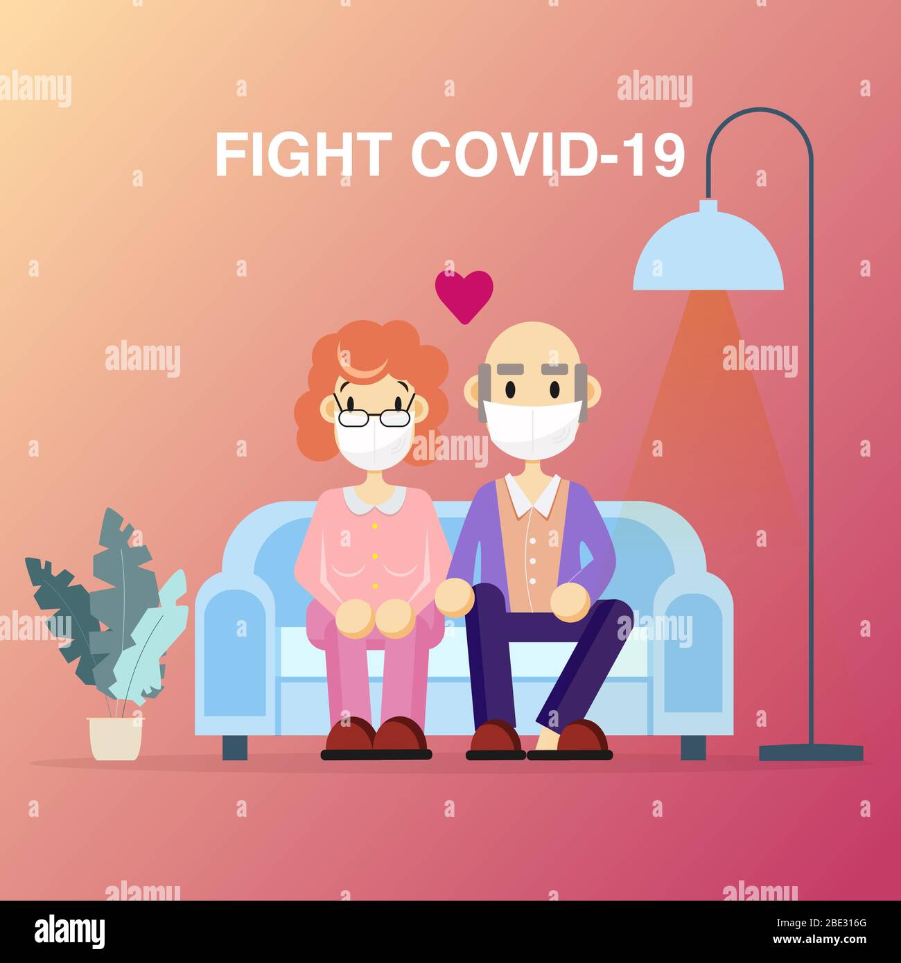 Elderly retirement wear masks protection fight covid-19 sitting ...
