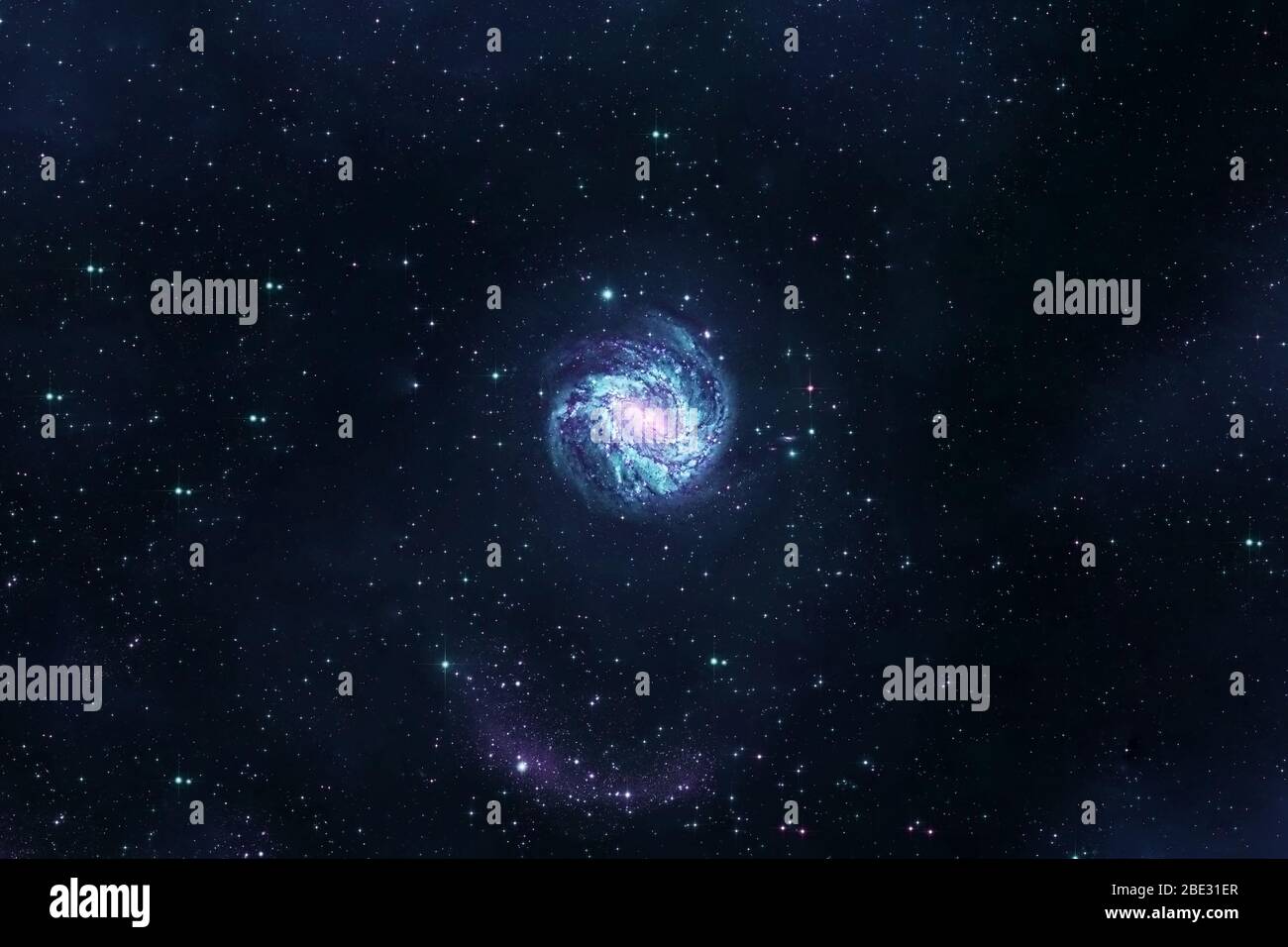 Beautiful blue space with stars and nebulae. Elements of this image ...