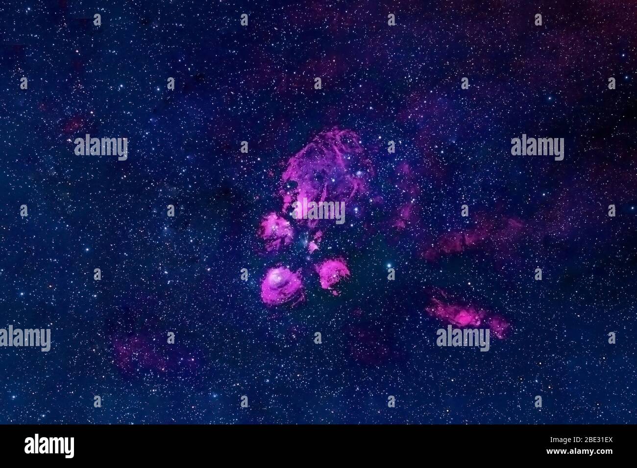 Beautiful blue space with stars and nebulae. Elements of this image ...