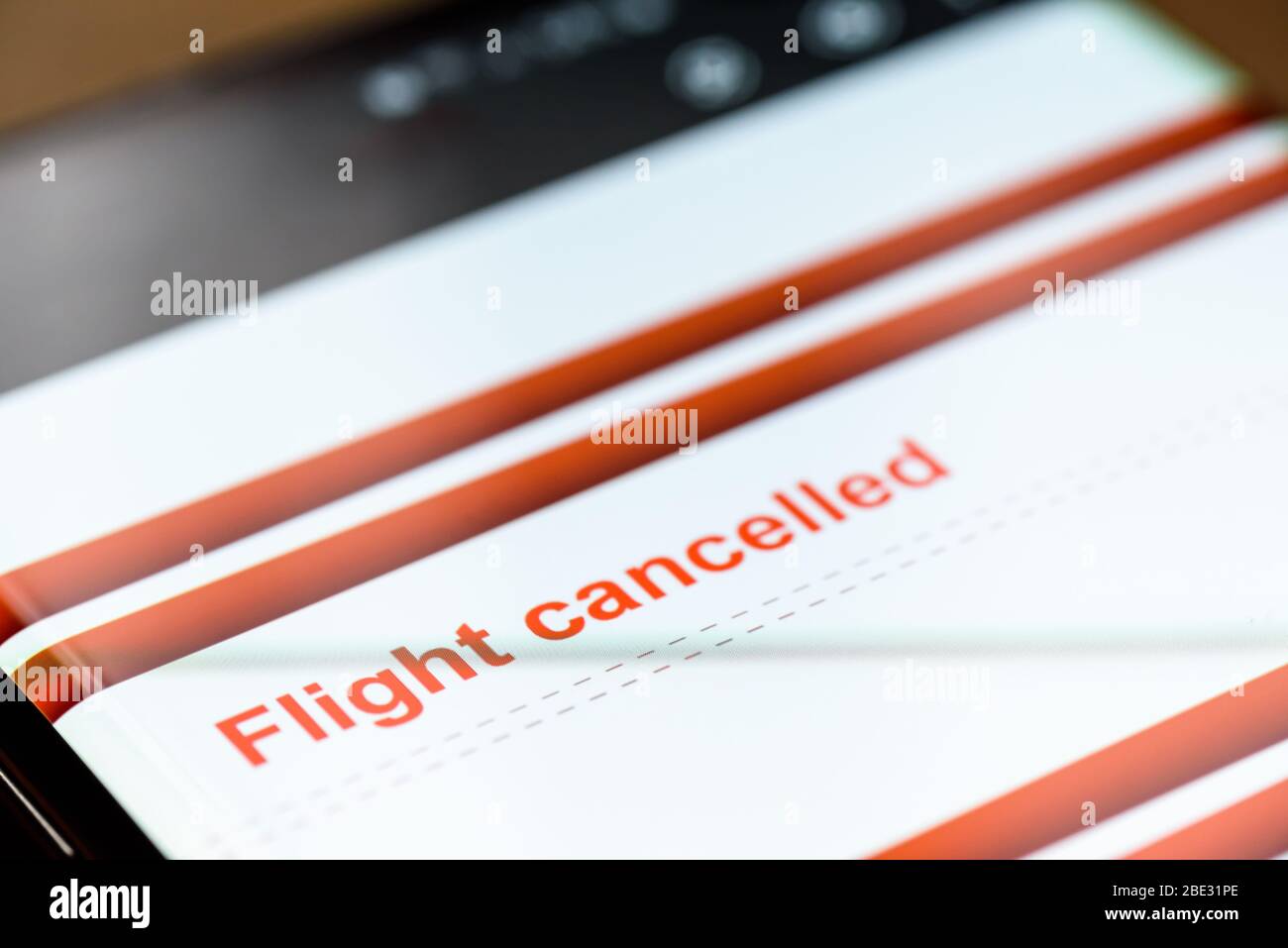 flight cancelled text on smart phone screen Stock Photo - Alamy