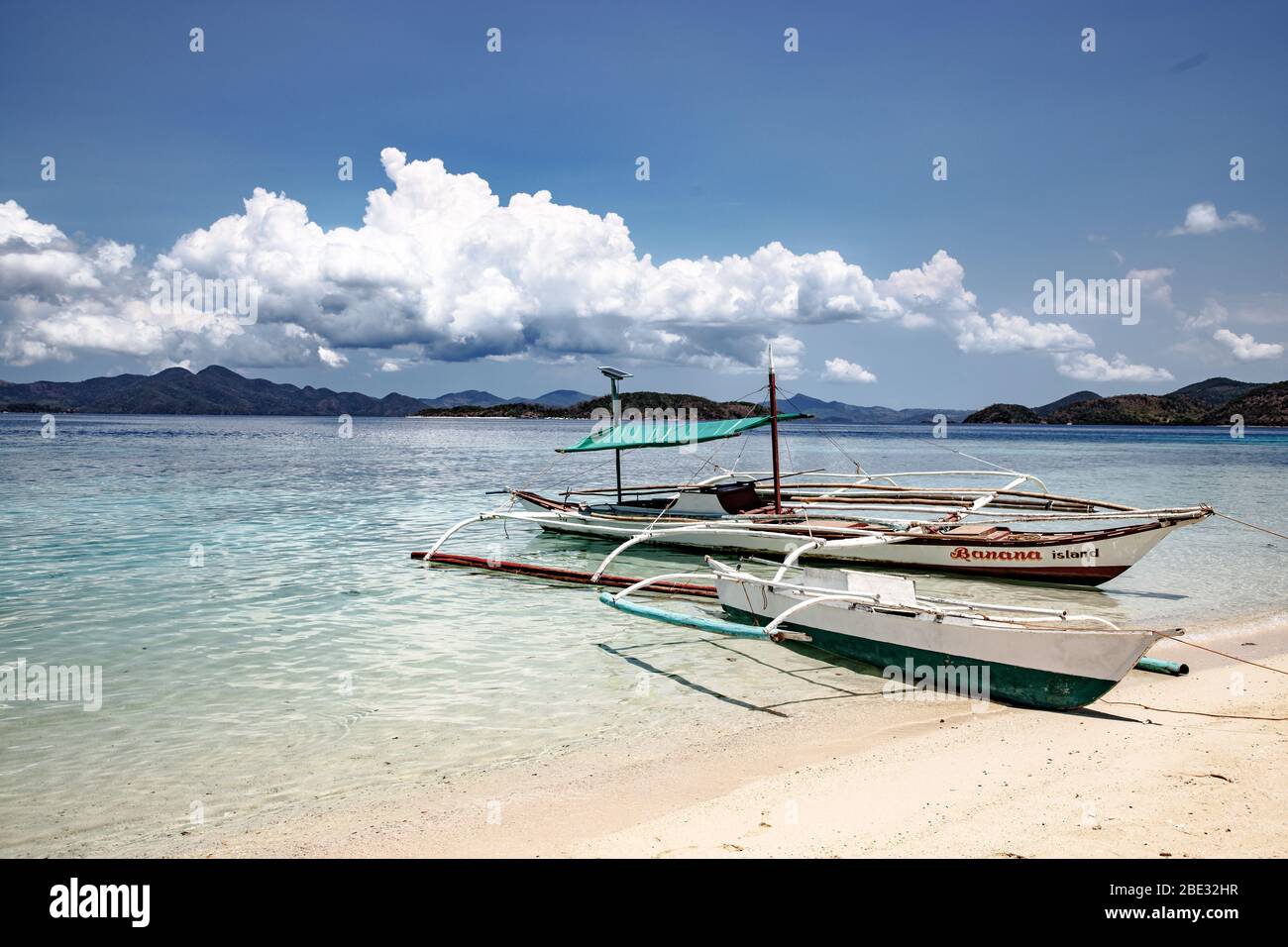 Stranded boat in one beach of Bulog Dos island in Philippines Stock ...