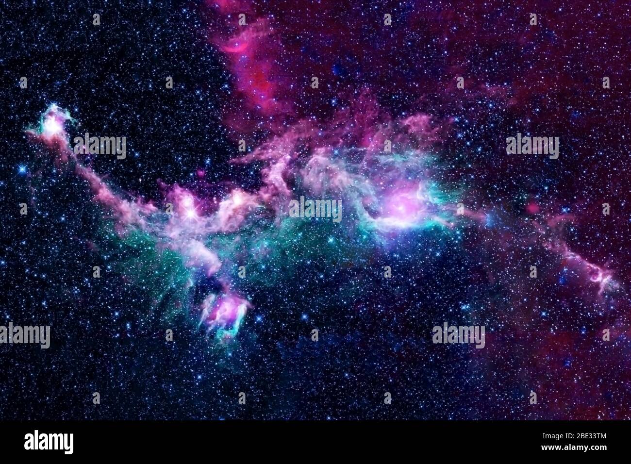 Beautiful blue space with stars and nebulae. Elements of this image ...