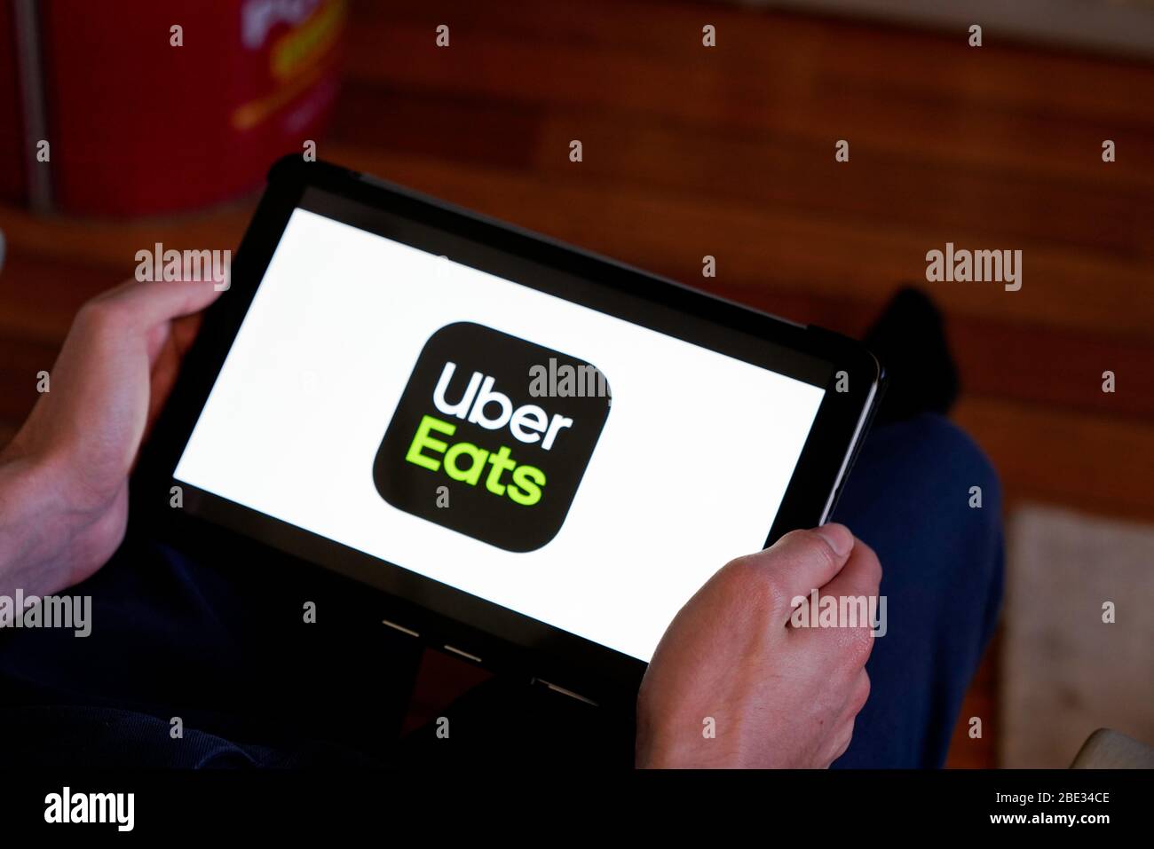 Bordeaux , Aquitaine / France - 11 07 2019 : Uber eats sign logo on ...