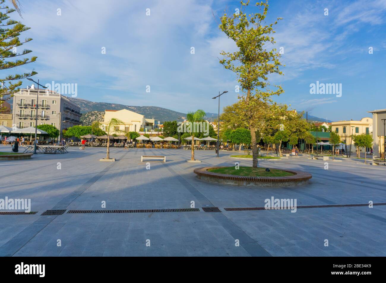 Vallianou square, the central square of Argostoli city in Kefalonia ...