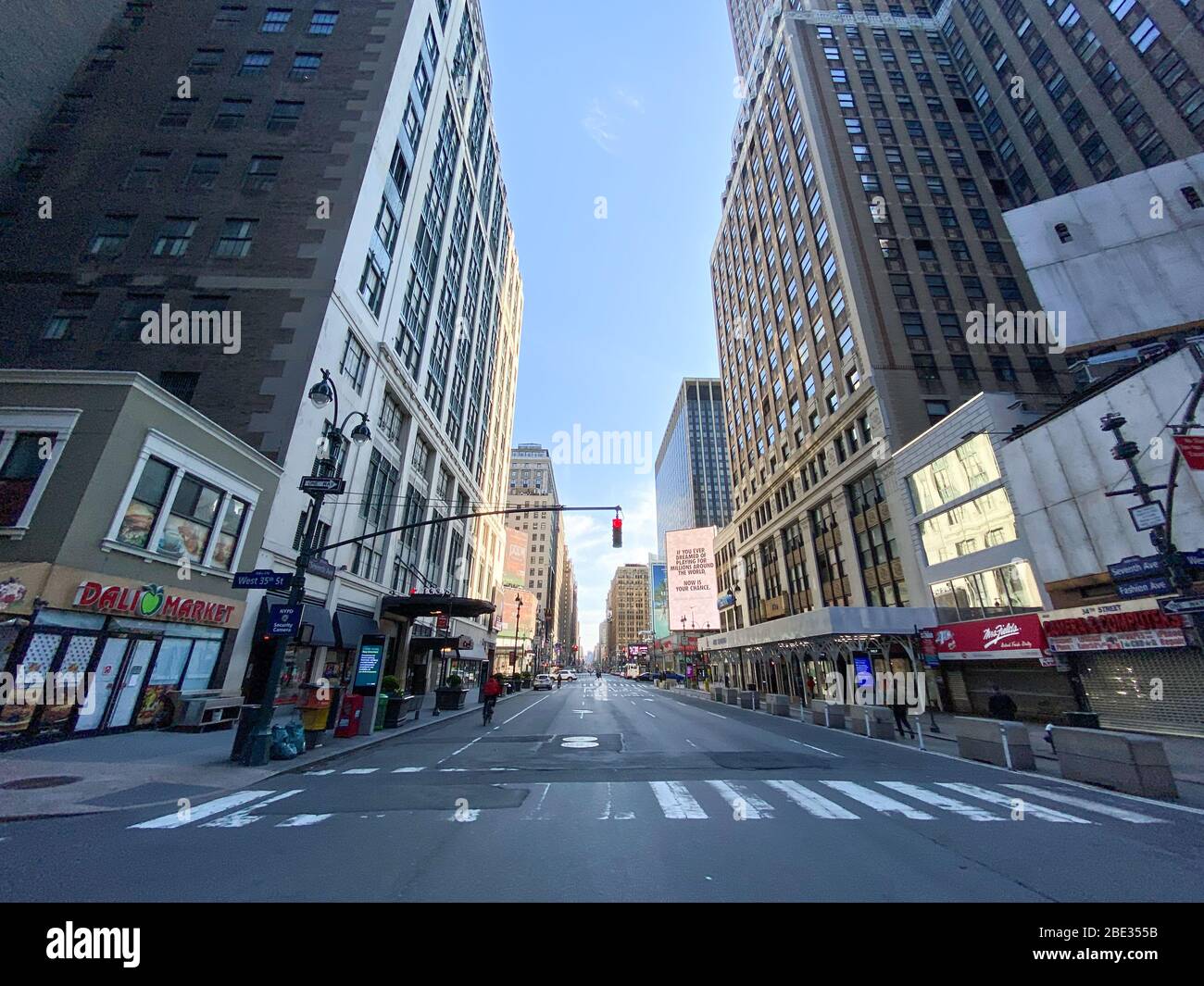 New York City - Apr 7, 2020: Empty streets of Midtown Manhattan during ...
