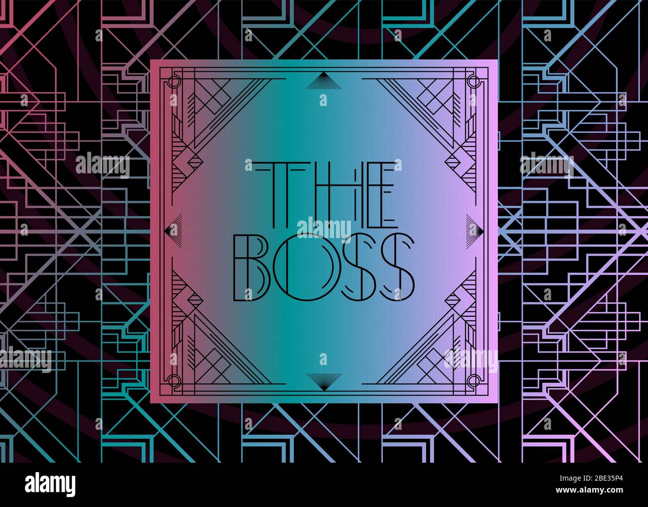 Art Deco The Boss text. Decorative greeting card, sign with vintage ...