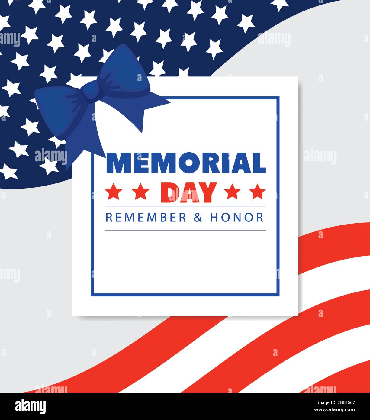 memorial day with square frame and bow ribbon decoration Stock Vector ...