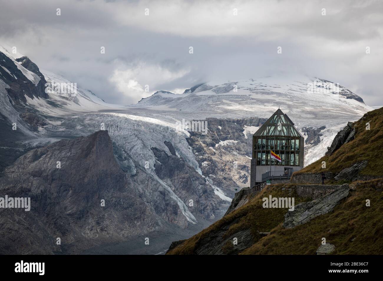 The Swarovski observation tower overlooking the Pasterze Glacier off ...