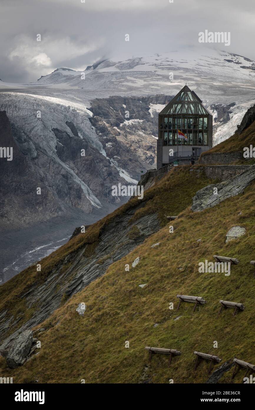The Swarovski observation tower overlooking the Pasterze Glacier off ...