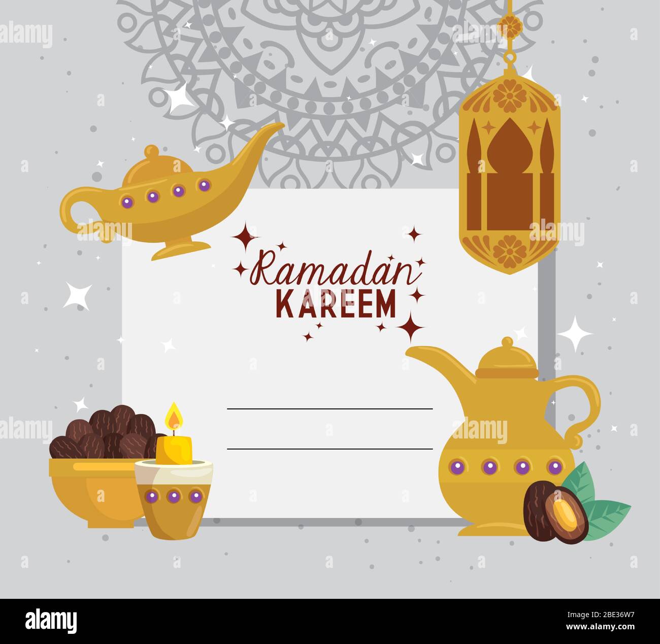 ramadan kareem poster with utensils traditionals Stock Vector Image ...