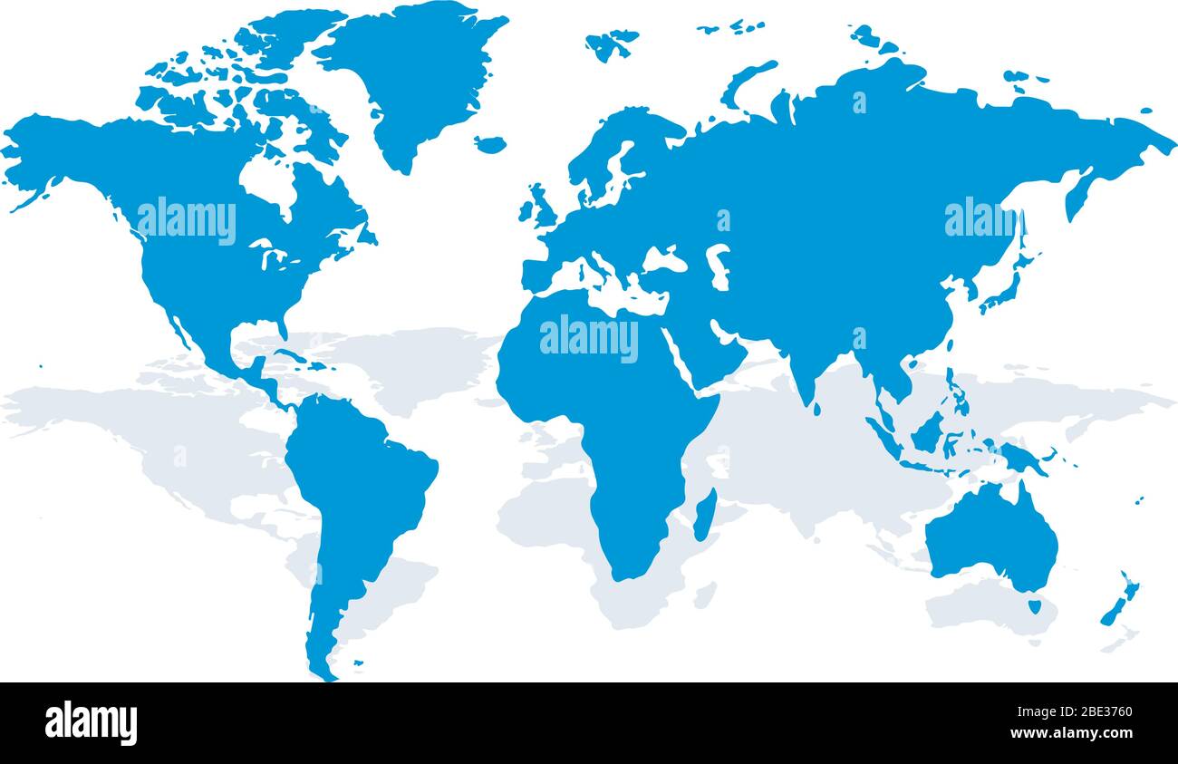 Blue similar world map blank for infographic isolated on white ...