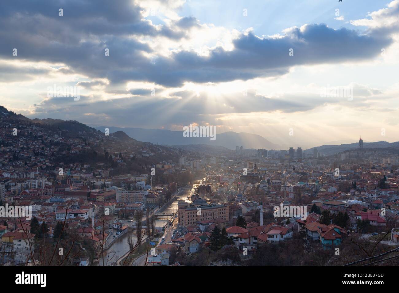 Sarajevo skyline by sunset, Bosnia and Herzegovina Stock Photo - Alamy