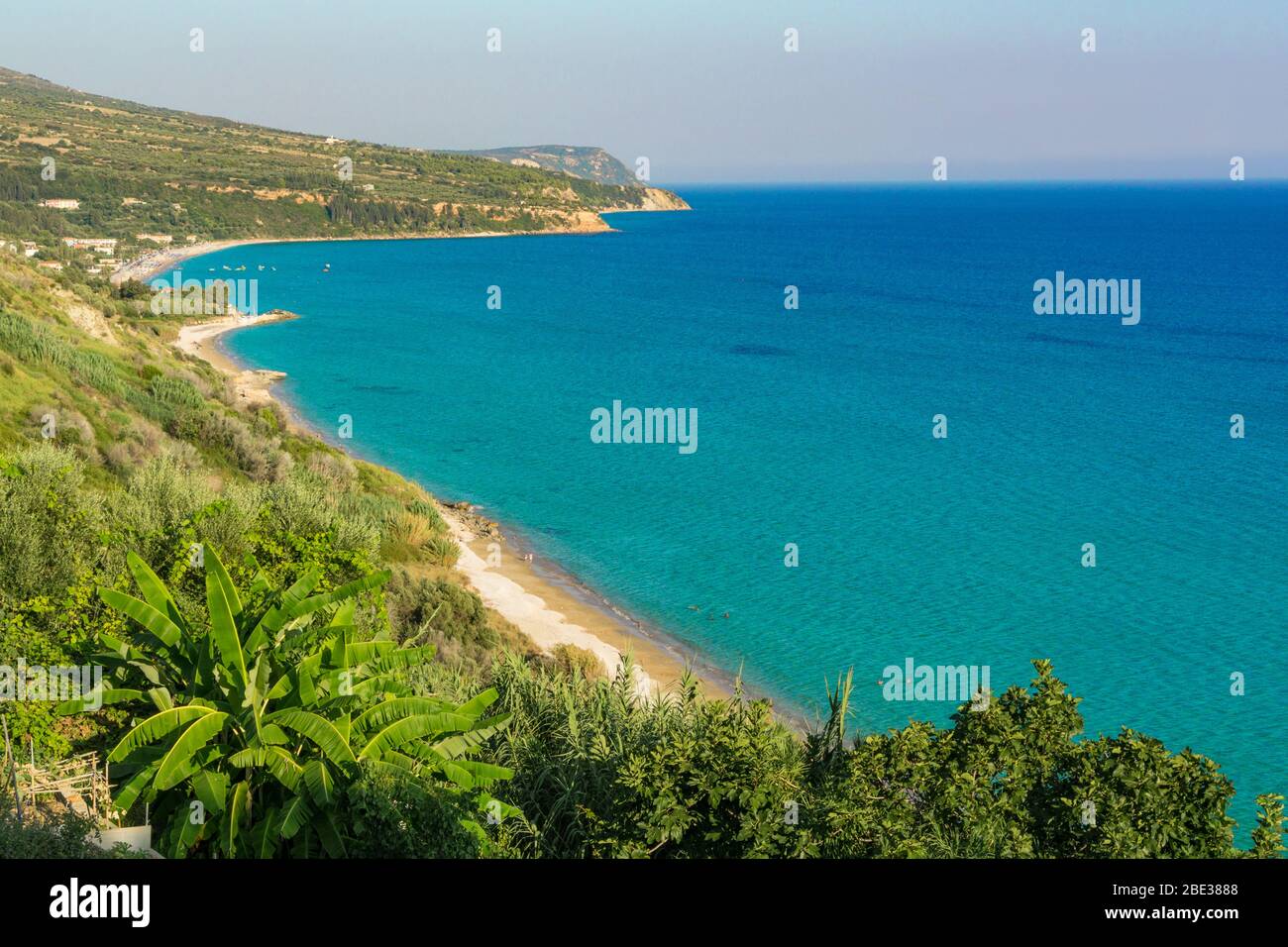 Kanali beach near Lourdata village in Kefalonia Greece. A long ...