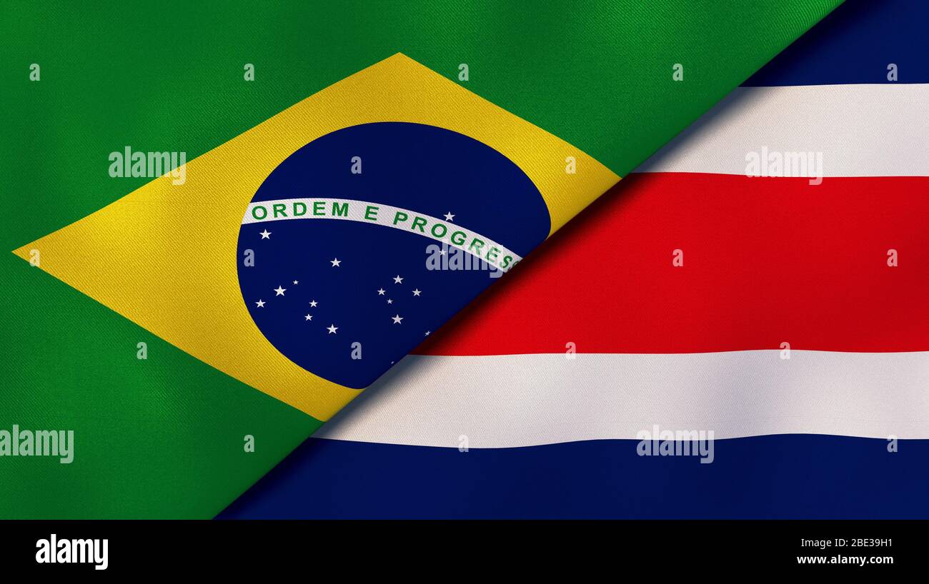 Two states flags of Brazil and Costa Rica. High quality business ...