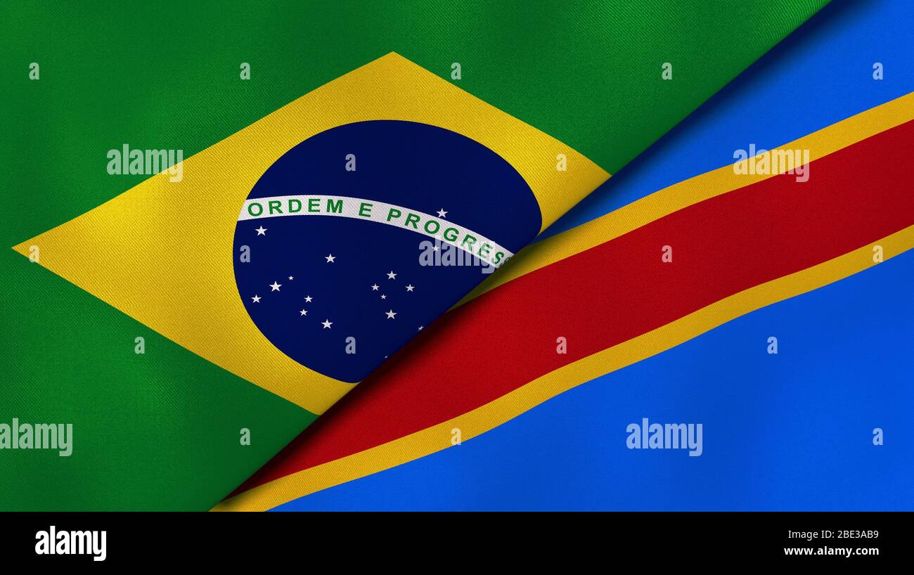 Two states flags of Brazil and DR Congo. High quality business ...