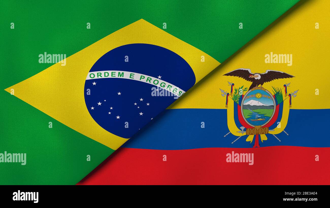 Two states flags of Brazil and Ecuador. High quality business ...