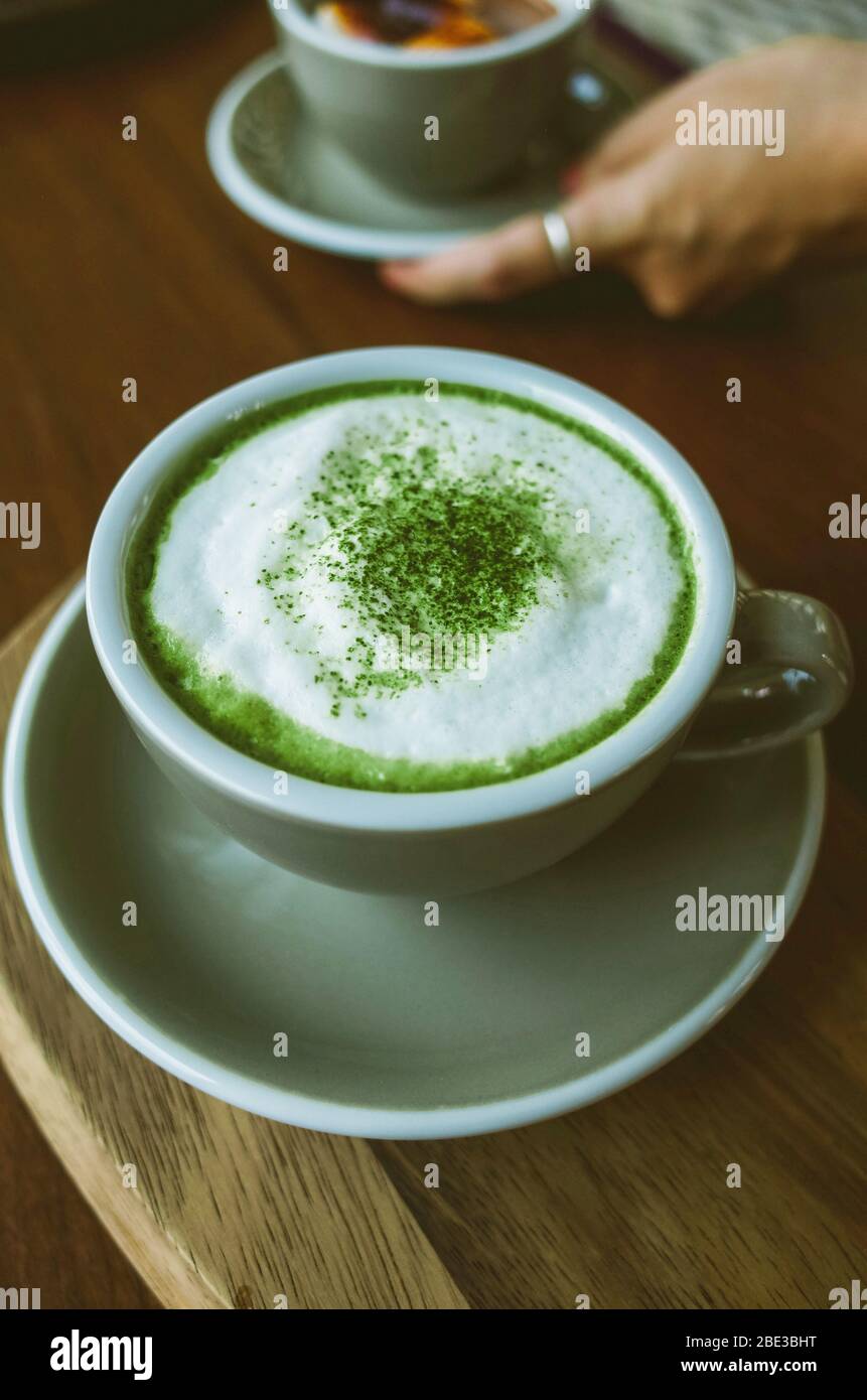 Drink with powdered cup of matcha green tea Stock Photo - Alamy