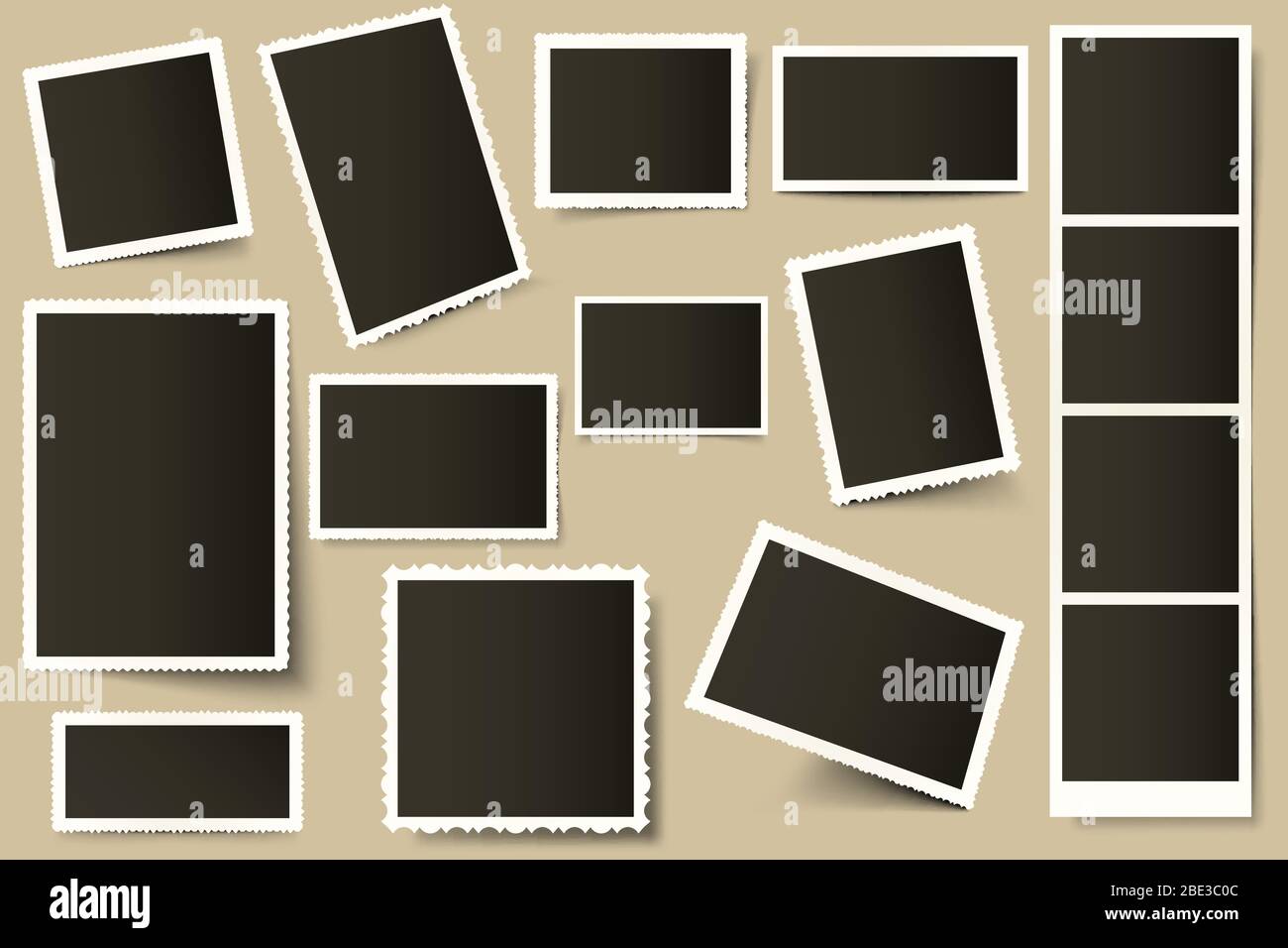 Retro photo frames. Vintage border template, old photos and paper photo ...