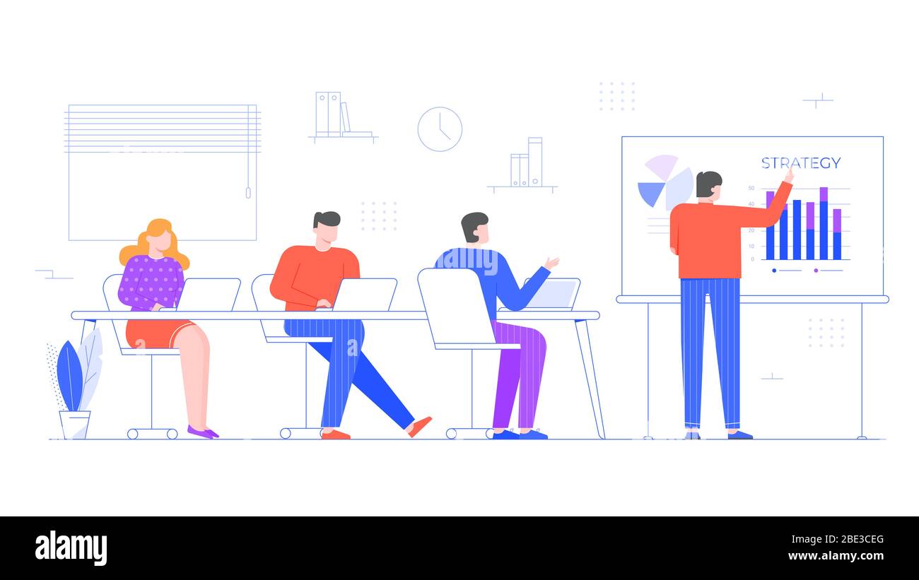 Office team on presentation. Interactive project presentations ...