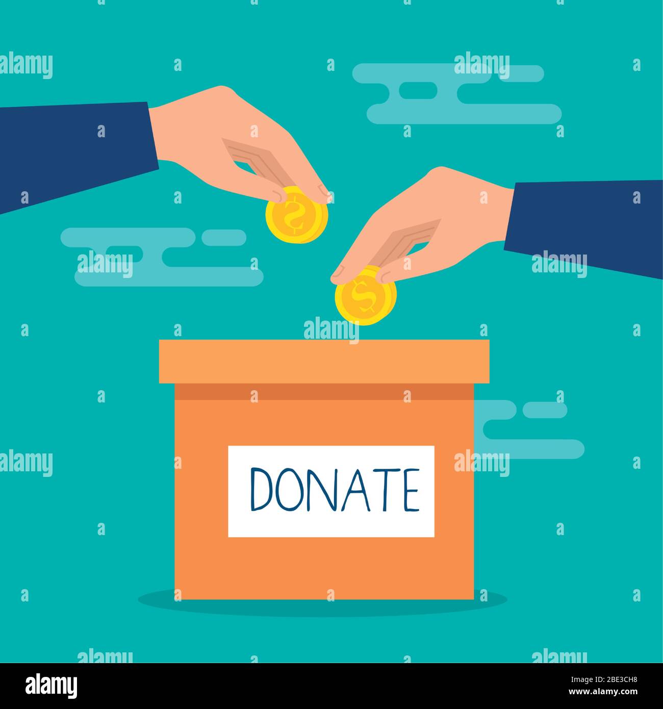 charity donation box with hands and coins Stock Vector Image & Art - Alamy