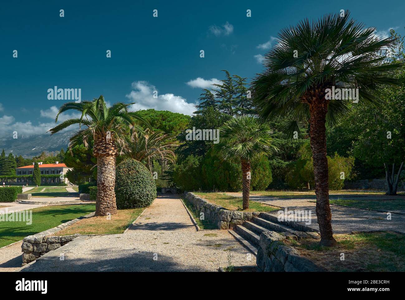 Przno, Montenegro, View of Milocer Park and Villa Milocer in Montenegro ...