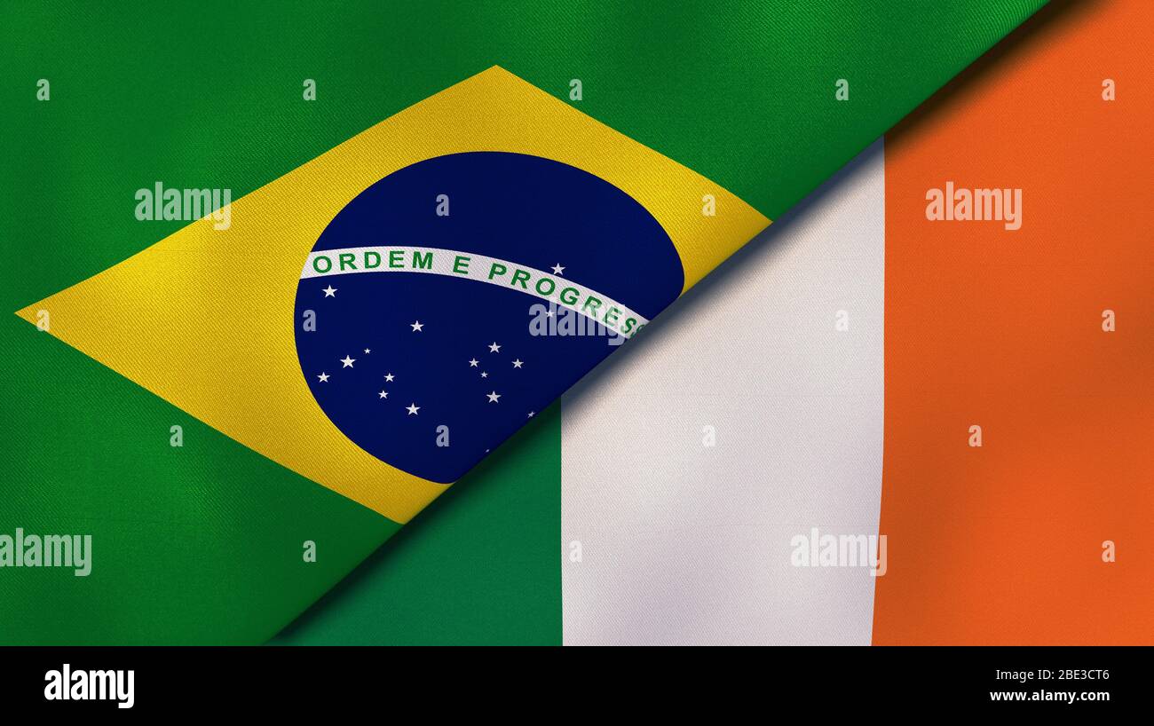 Two states flags of Brazil and Ireland. High quality business ...