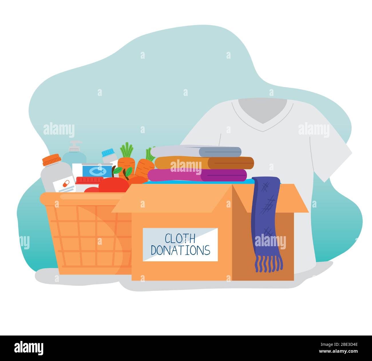 box with basket of charity donation Stock Vector Image & Art - Alamy