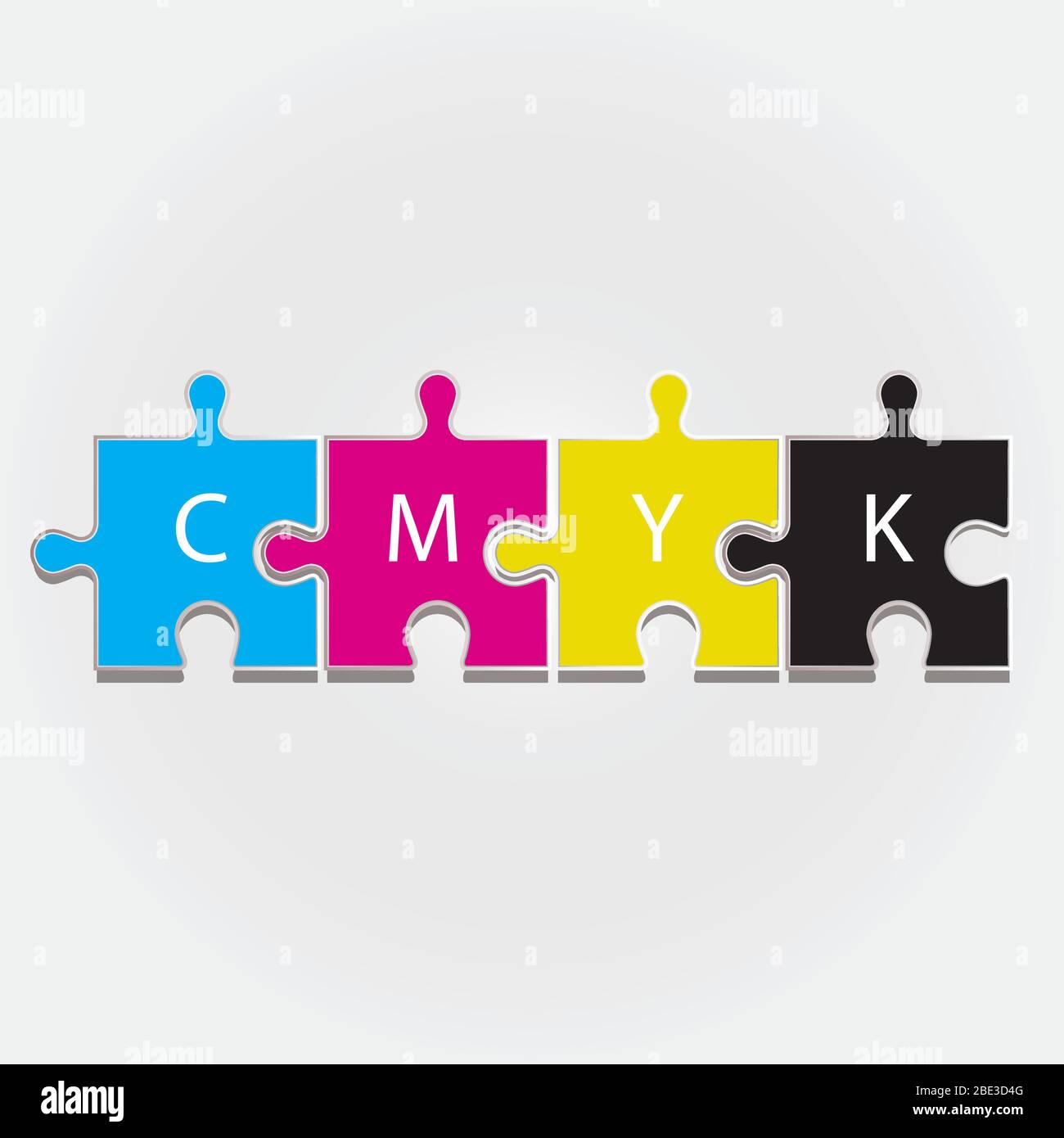 The color scheme CMYK depicted in four puzzles. Quality vector Stock ...