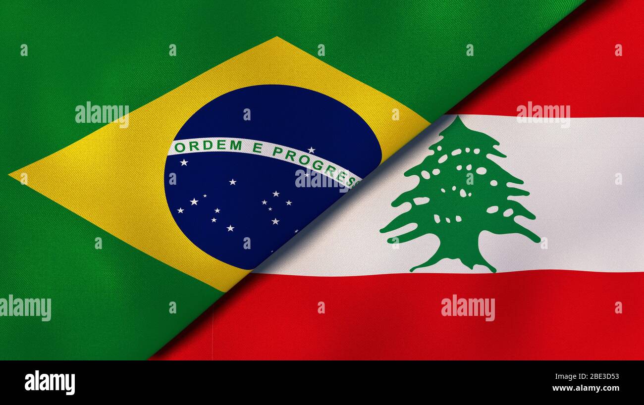 Two states flags of Brazil and Lebanon. High quality business ...