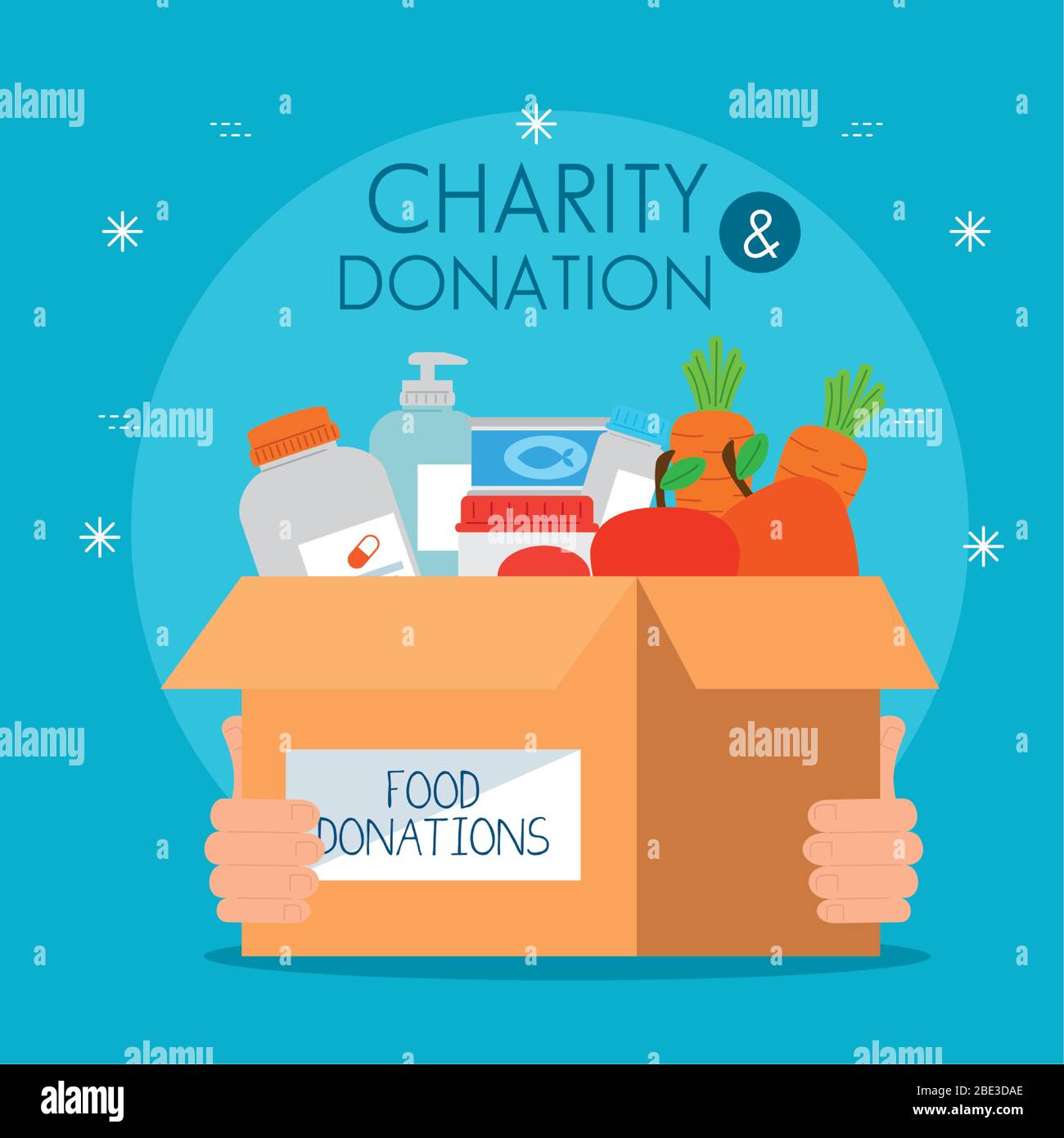 charity donation box with food Stock Vector Image & Art - Alamy