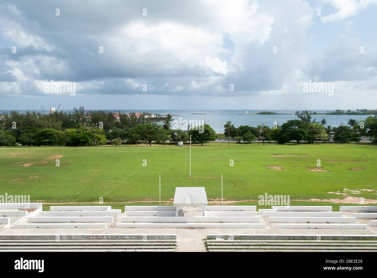 The view of sports event playground in Nassau city Clifford park with ...