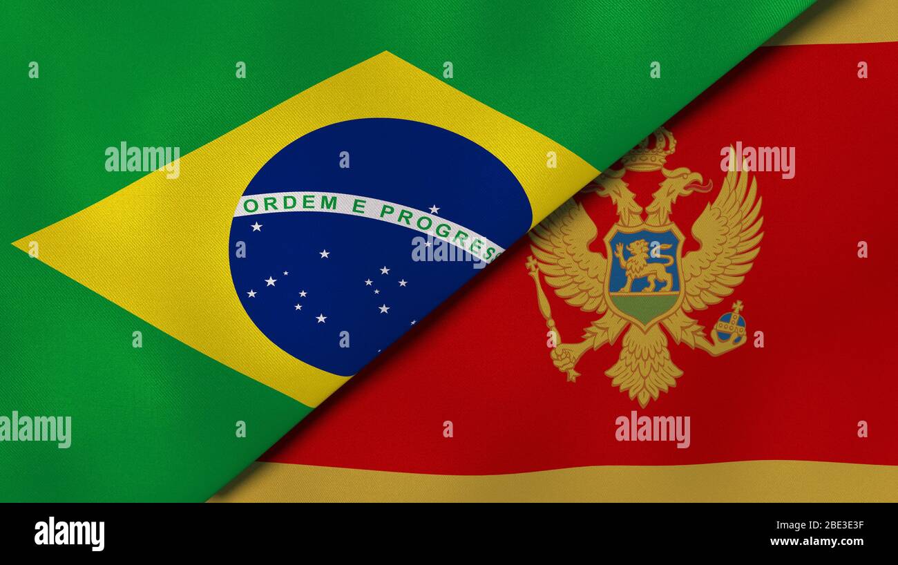 Two states flags of Brazil and Montenegro. High quality business ...