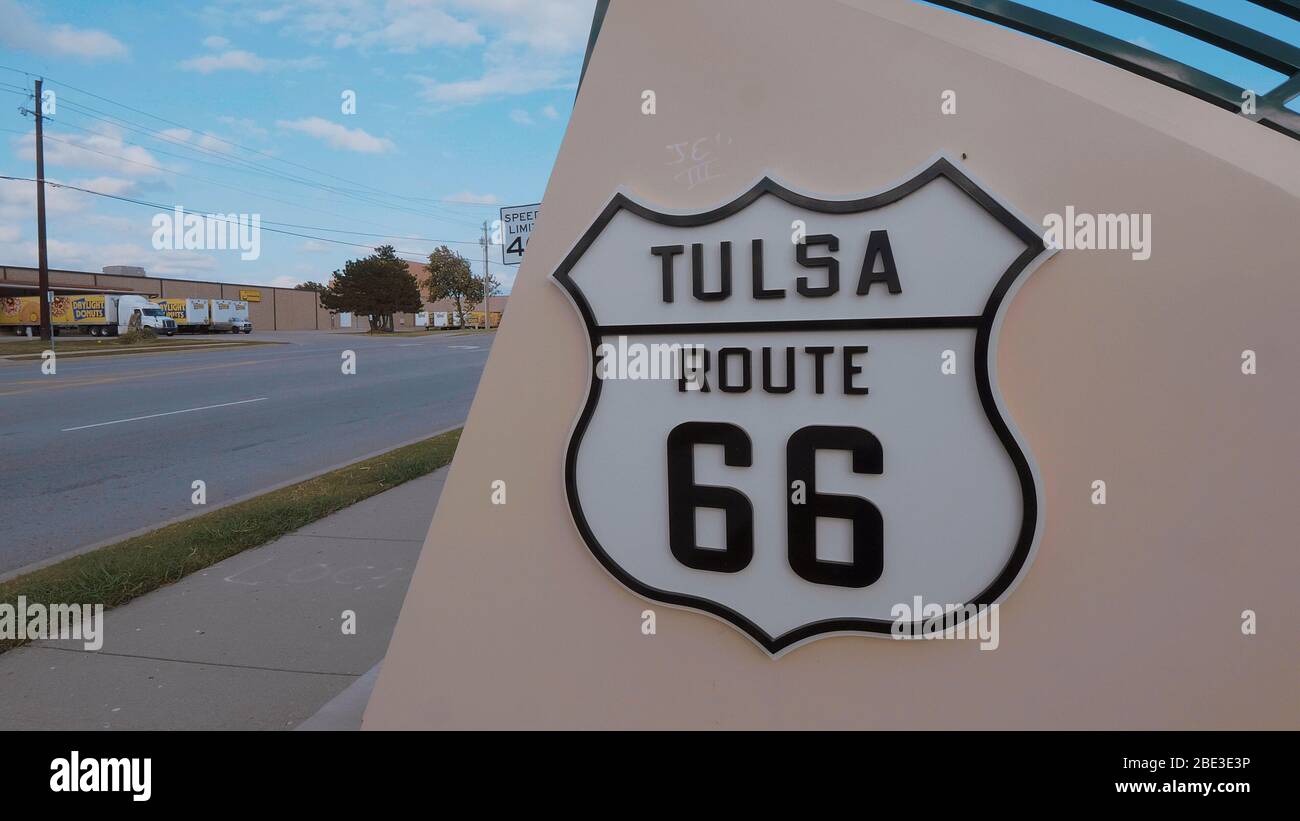 Famous Route 66 sign in Tulsa Oklahoma Stock Photo - Alamy