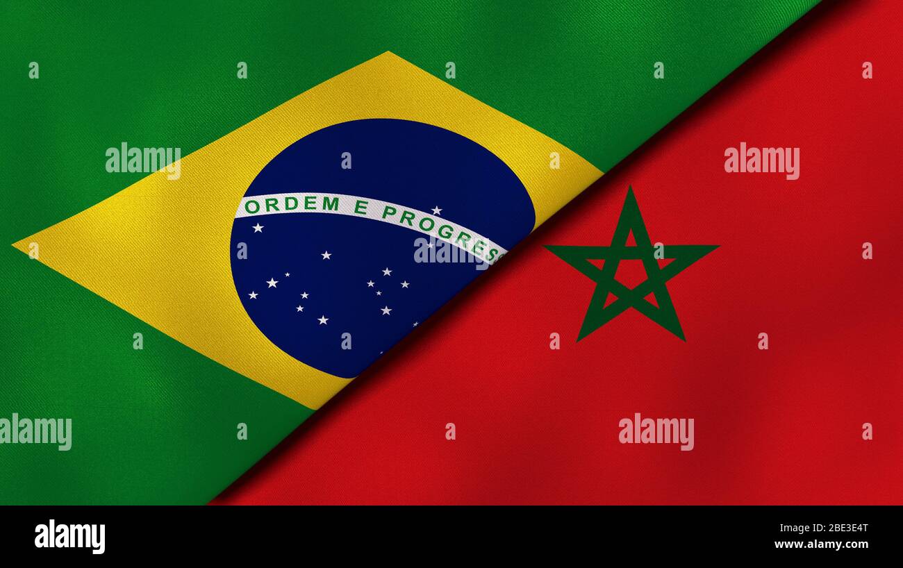 Two states flags of Brazil and Morocco. High quality business ...