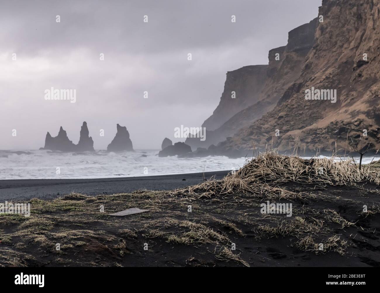 Reynisfjara Black Sand Beach in Vik, Iceland Stock Photo - Alamy
