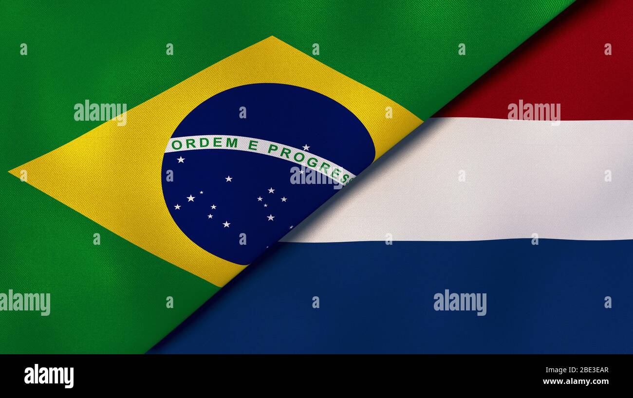Two states flags of Brazil and Netherlands. High quality business ...