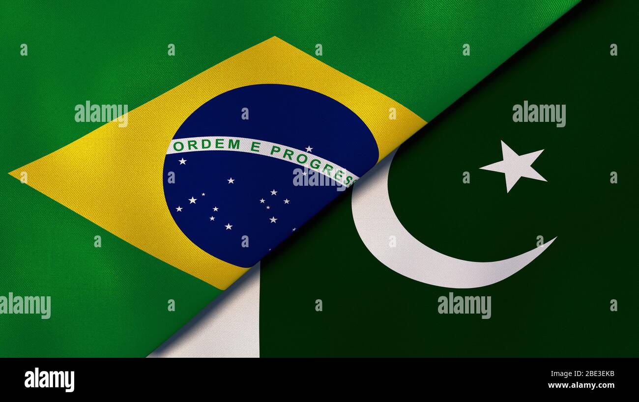 Two states flags of Brazil and Pakistan. High quality business ...