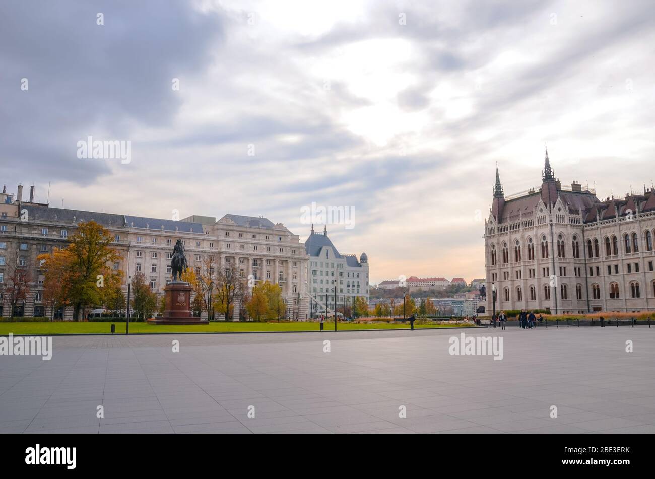 Budapest, Hungary - Nov 6, 2019: Empty Kossuth square with the building ...