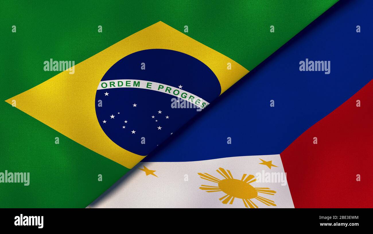 Two states flags of Brazil and Philippines. High quality business ...