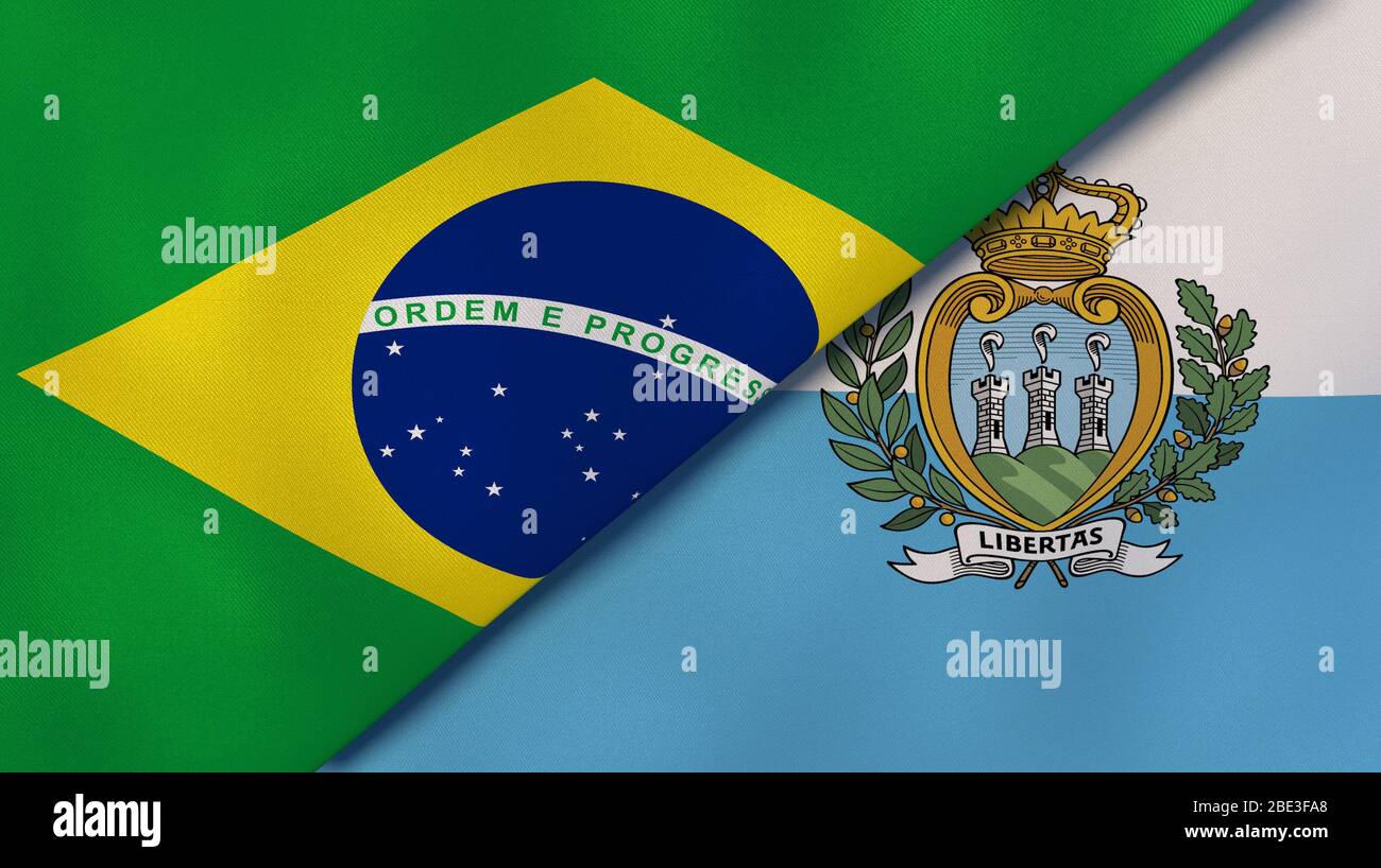 Two states flags of Brazil and San Marino. High quality business ...
